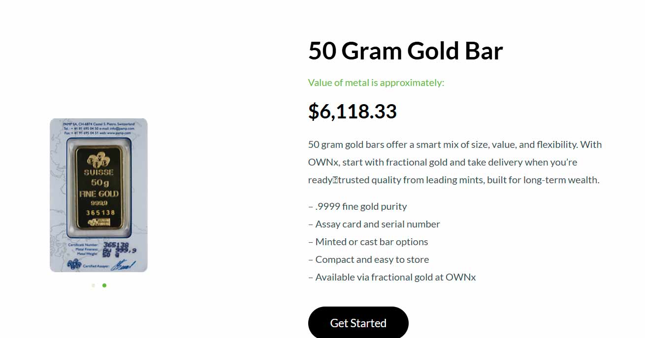 50 Gram Gold Bars - Secure Delivery | OWNx